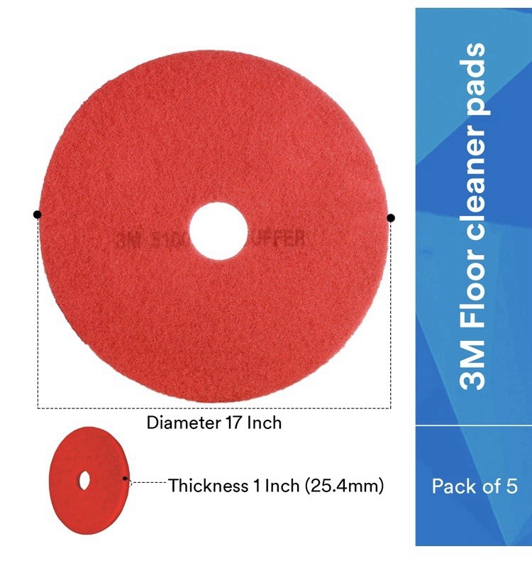 3M Red Buffer Pad 5100, Floor Buffer, Machine Use (Case of 5 ...