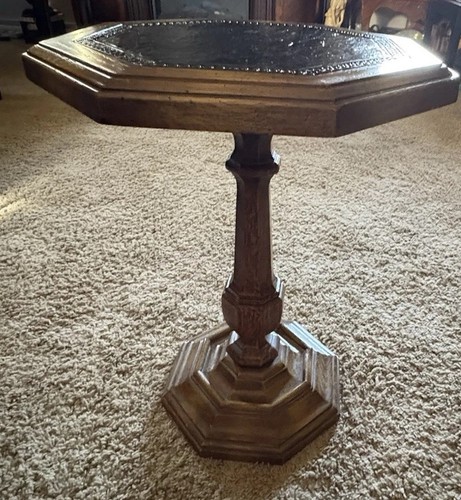 Vintage BUTLER FURNITURE Wood Accent Side Table Leather Top Drinks 1970 ...