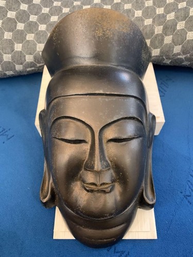 Ceramic Buddha Face Statue Black Carving Mark Religious Art Collectible ...