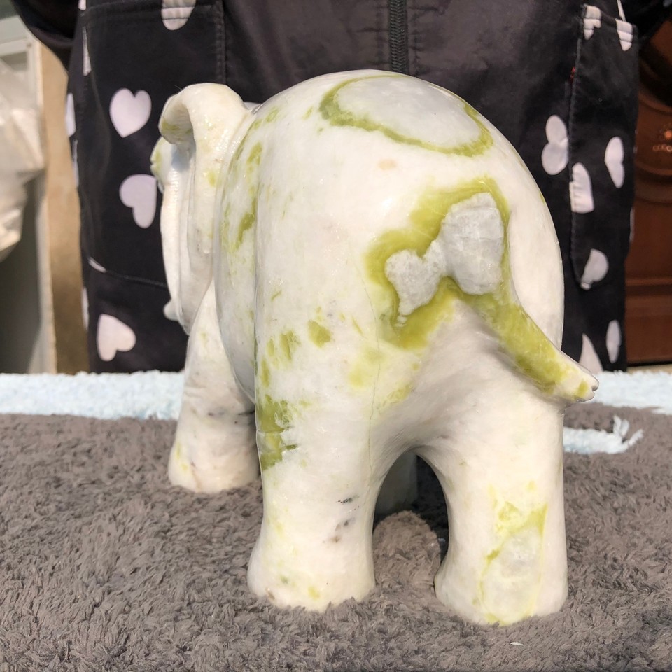 11.5LB Natural Lantian Jade elephant skull hand carved crystal specimen ...