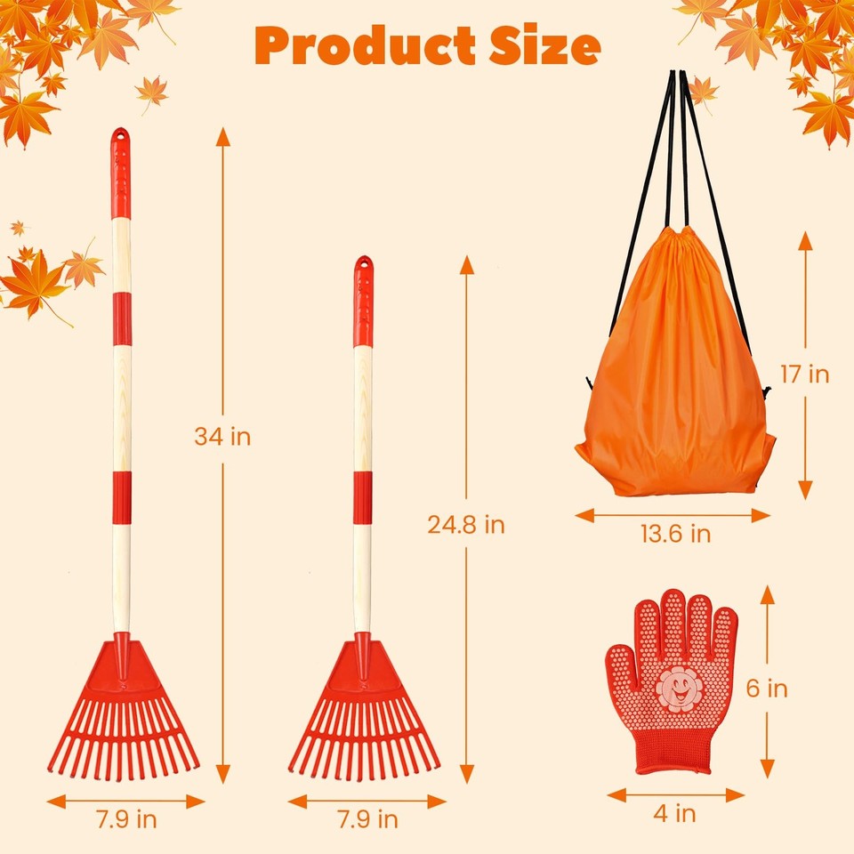 Rakes for Leaves Rake with Detachable Wooden Plastic Rake, Storage Bags ...