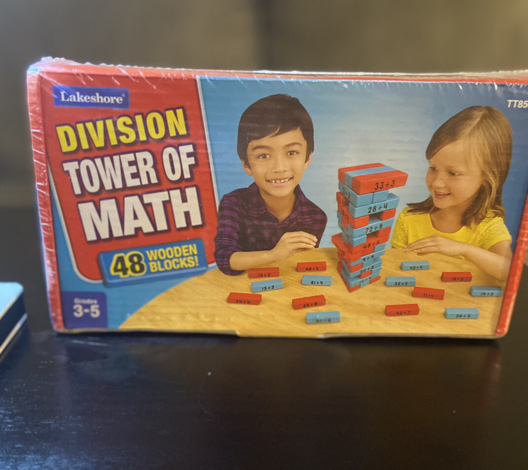 Lakeshore Multiplication Tower of Math 48 Wooden Building Blocks Common ...