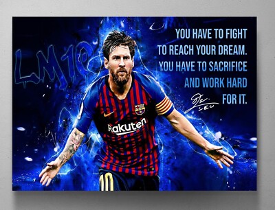 Lionel Messi Motivational Canvas Art Sports Stars Inspirational Wall ...