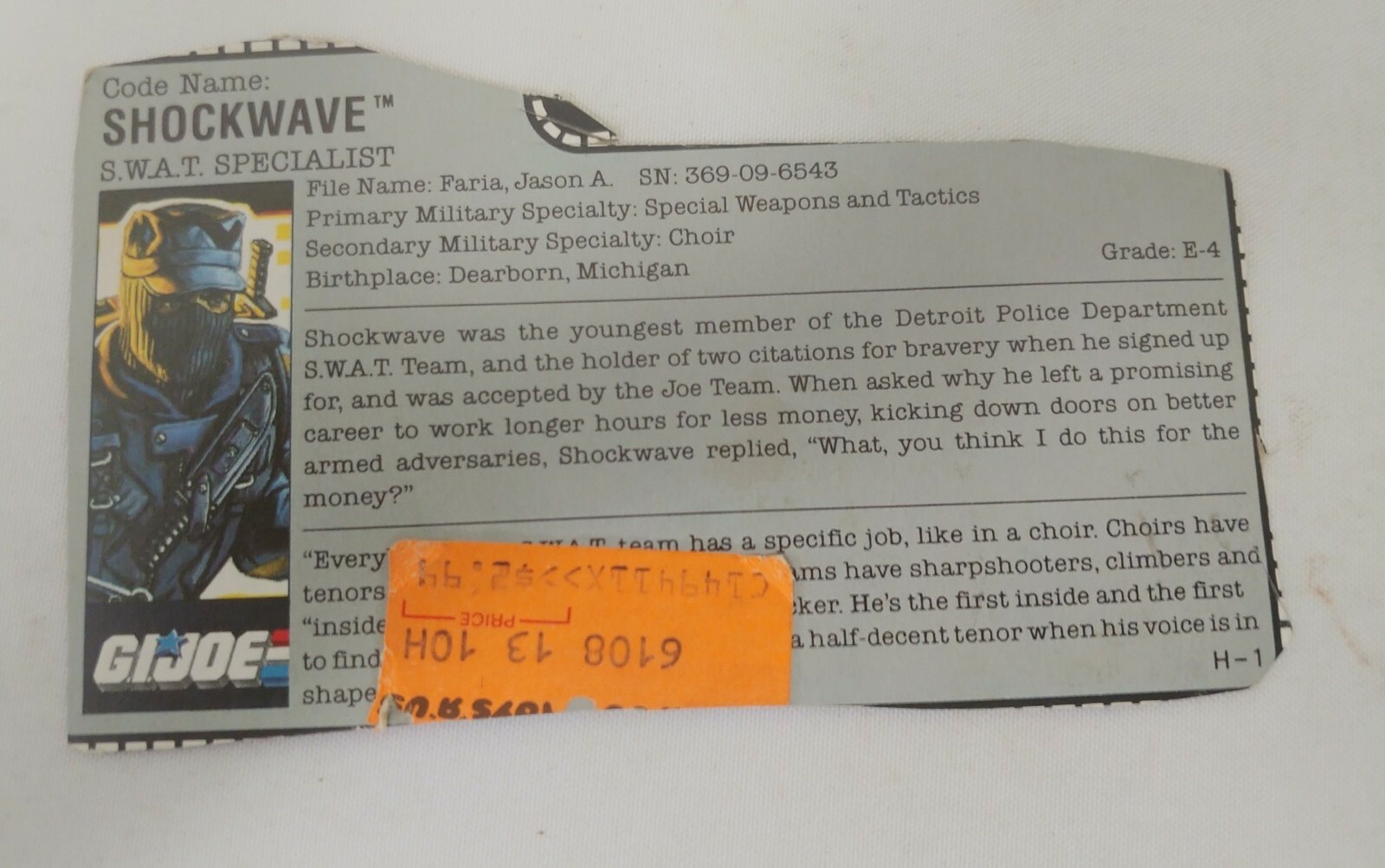 GI Joe 1988 Shockwave File Card ARAH | eBay