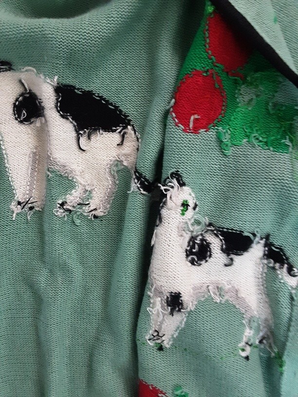 Vintage 80s Kitty Cat Sweater Granny Cottage Core Cardigan Green L 3D ...