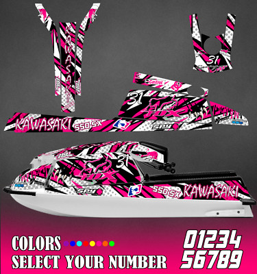 Kawasaki jet ski 440 550 SX decal graphics sticker wrap full kit 1982 ...
