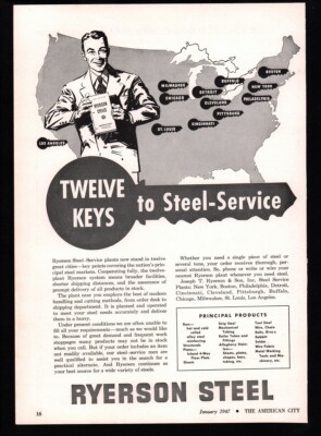 1947 Ryerson Steel ad Steel production Vintage magazine print ad | eBay