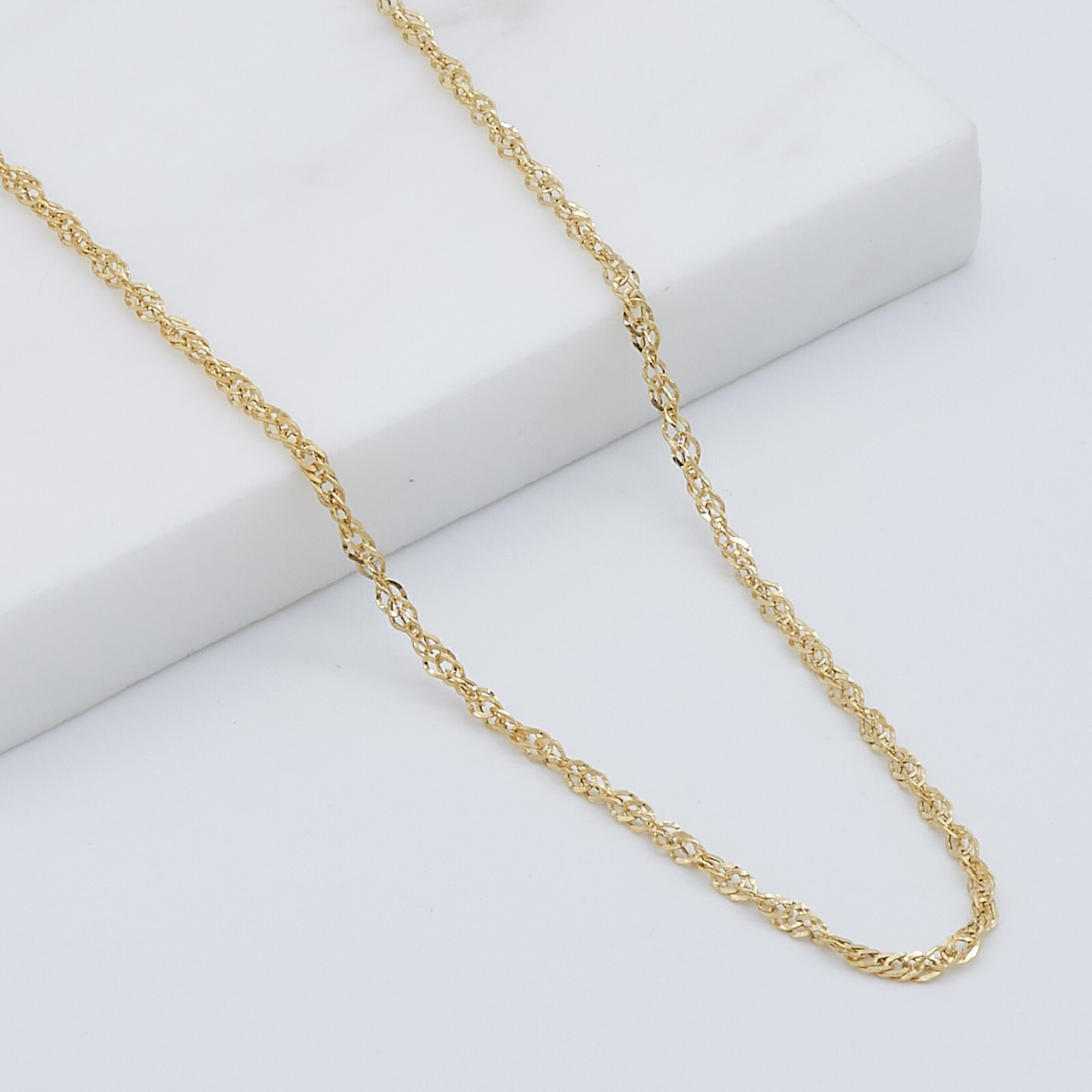 REAL 9ct Yellow Gold 2mm Singapore Link Chain Hallmarked 16" 18" 20" 22 ...