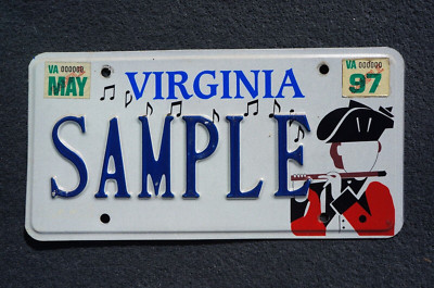 1997 VIRGINIA Sample License Plate - American Colonist Patriot | eBay