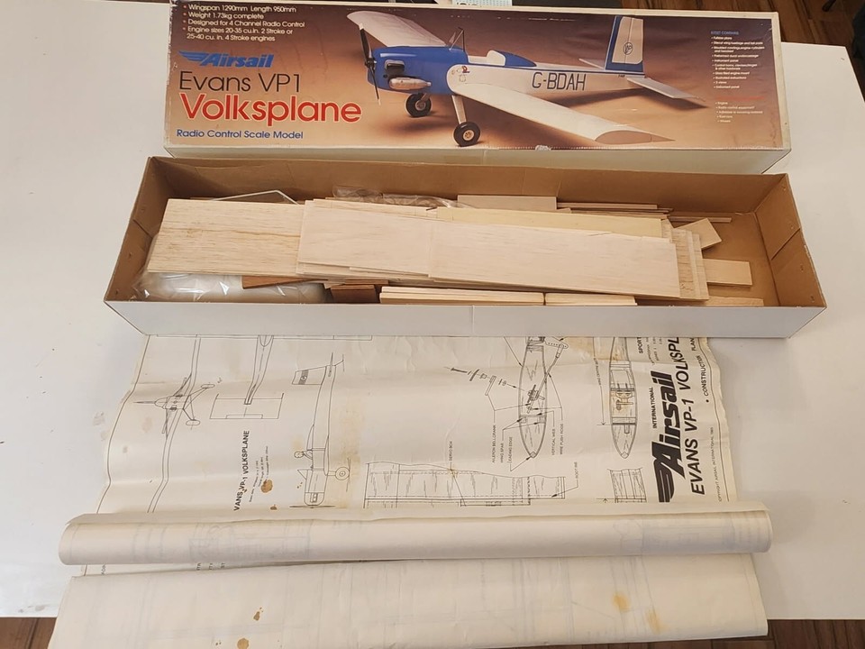 New Open Box Vintage Airsail Evans VP1 Volksplane Balsa RC Model ...