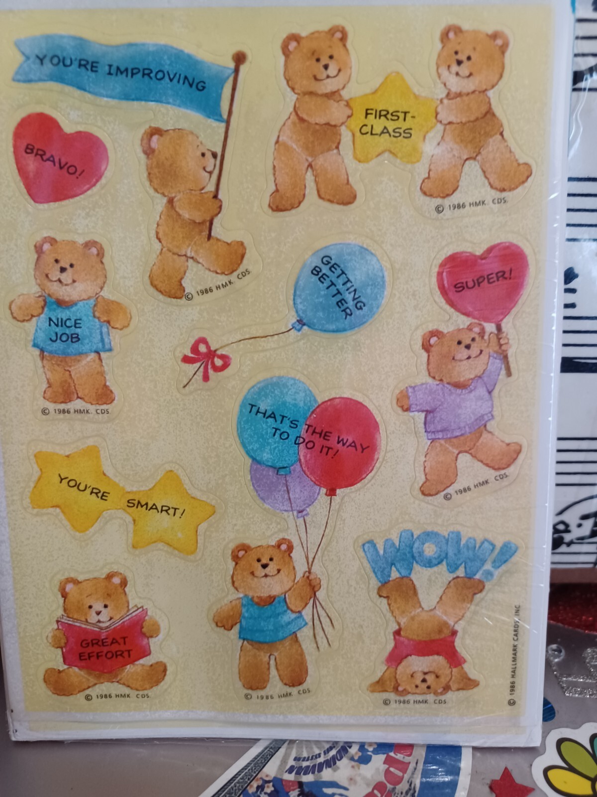 Vintage 1980s Hallmark Sticker Sheets BEARS So Cute RARE! SHIPS FREE | eBay