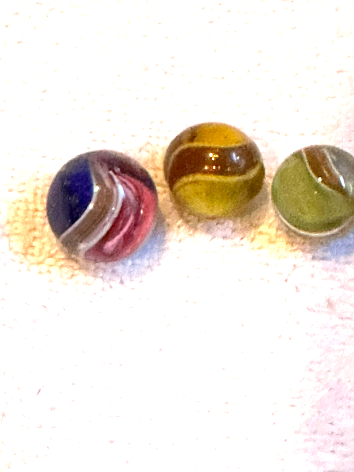 ANTIQUE GERMAN MARBLES COLLECTION OF 3 RIBBON LUTZ 0.86-0.77 EXCELLENT ...
