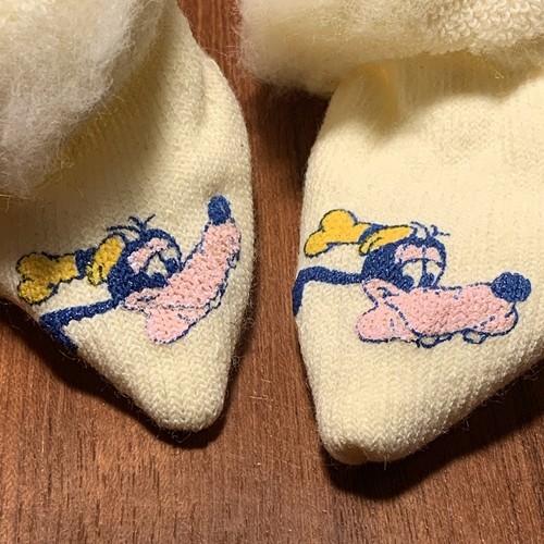 Vintage Disney Goofy Baby Socks 0-6 Months Booties Fluffy Pointed Toes ...