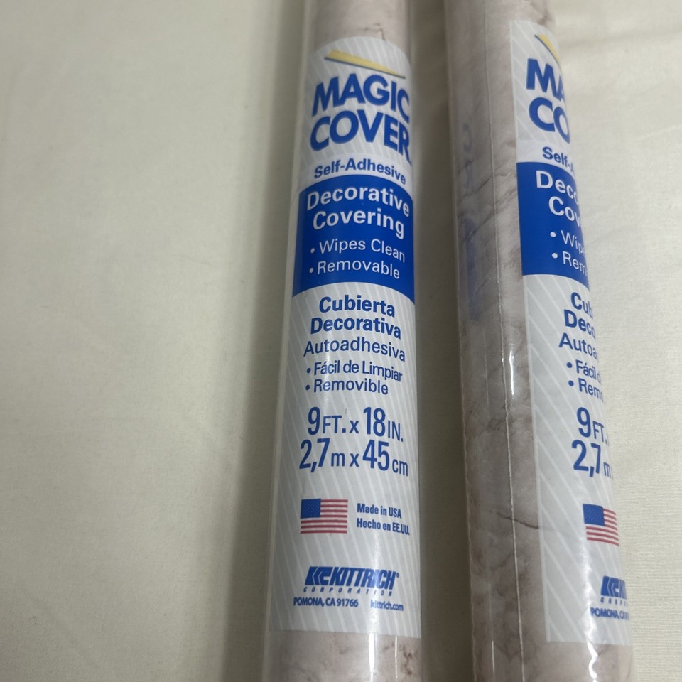 NEW Magic Cover Self-Adhesive Contact Paper Marble Coffee 2 Rolls 9 Ft ...