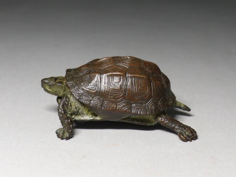 Antique Japanese Bronze Turtle Movable Head Okimono Signed | eBay