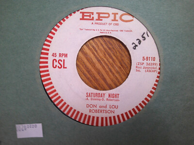 PROMO EPIC 45 RECORD/DON AND LOU ROBERTSON/SATURDAY NIGHT/HUMMING BIRD ...