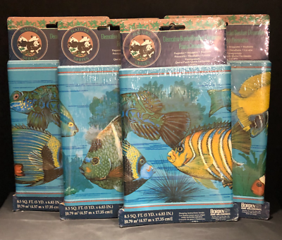 Wallpaper Border Tropical Fish Hand Drawn Watercolor Aquarium Fish,
