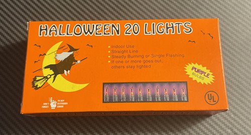 NEW Mini Light String 20 Bulbs Purple w Black Wire Steady or Flashing ...