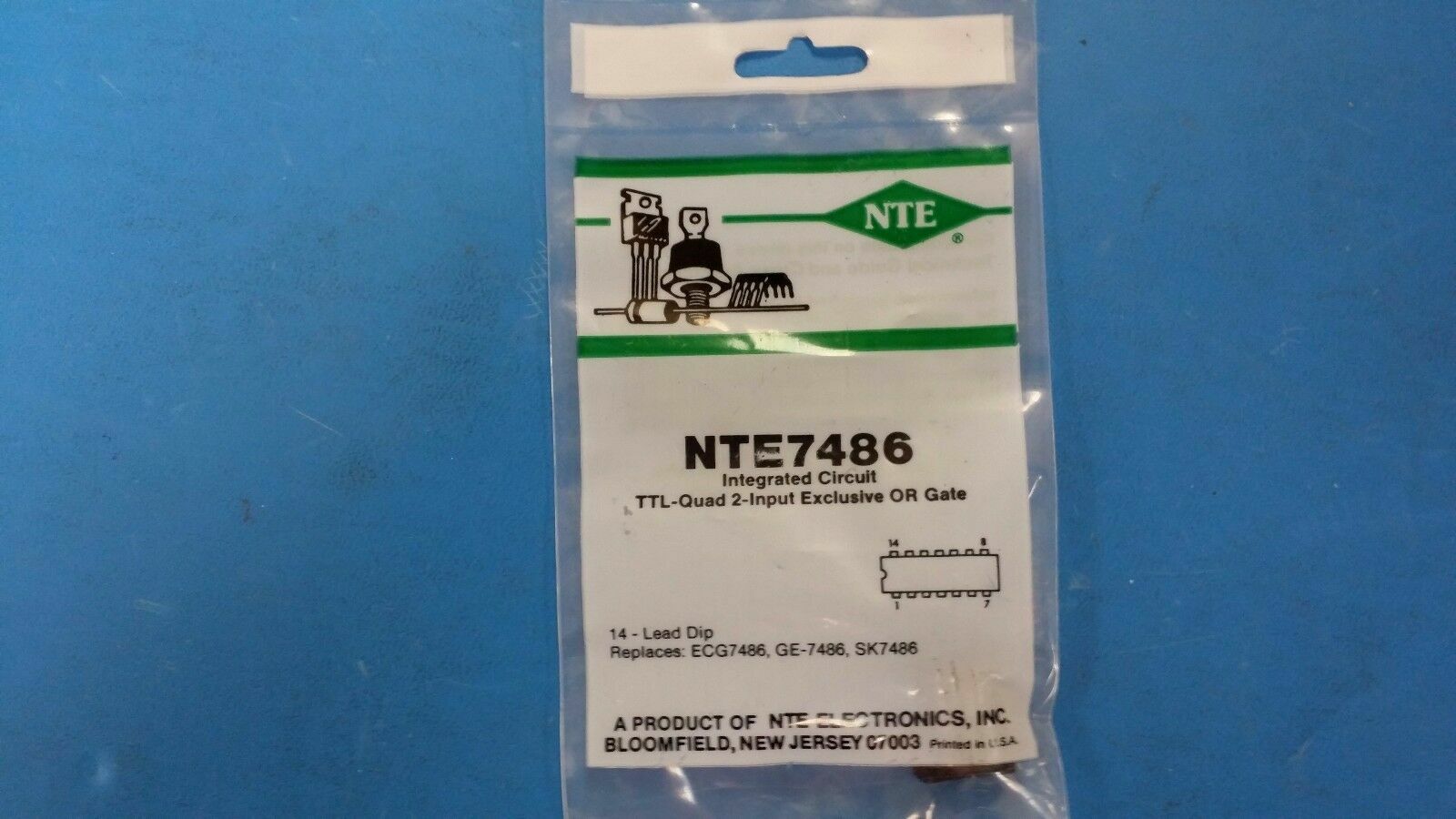 NTE7486, ECG7486, GE-7486, SK7486, IC, TTL-Quad 2-Input Exclusive OR ...