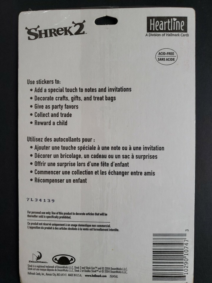 Shrek 2 Huge Lot Of Stickers New Hallmark Party Lion Fiona Donkey | eBay