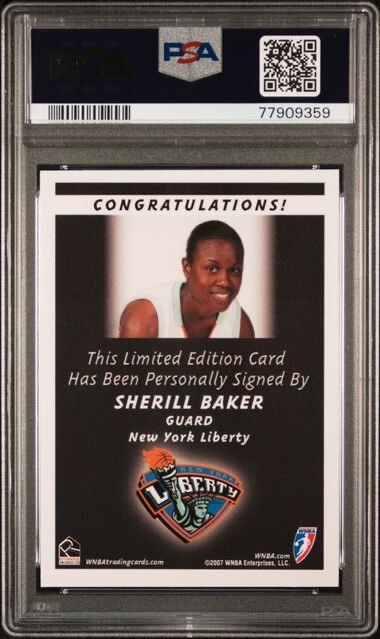 2007 Rittenhouse WNBA Autograph Sherill Baker PSA 9 New York Liberty | eBay