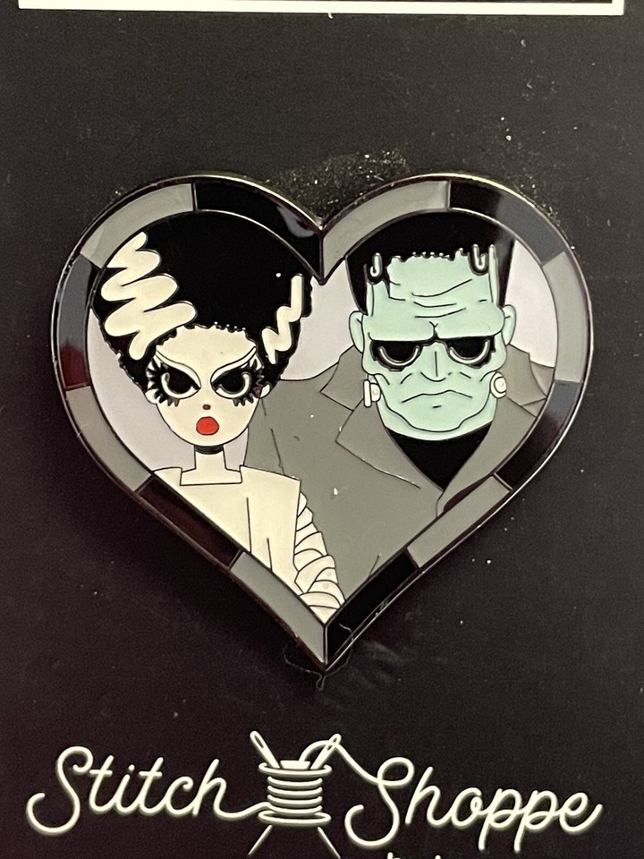 Frankenstein Couple Enamel Heart Pin New On Card Universal Monsters ...