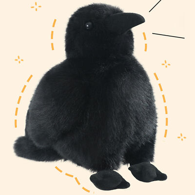 Realistic Crow Plush Toy Cute Black Raven Plushie Soft Stuffed Animal ...