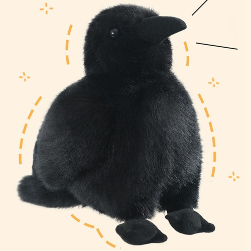 Realistic Crow Plush Toy Cute Black Raven Plushie Soft Stuffed Animal ...
