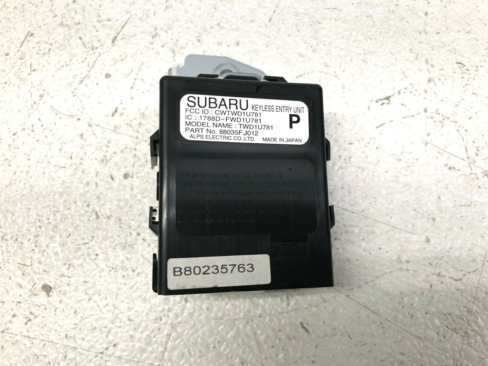 2015-2019 SUBARU WRX STI IMPREZA KEYLESS ENTRY ANTI-THEFT SECURITY ...