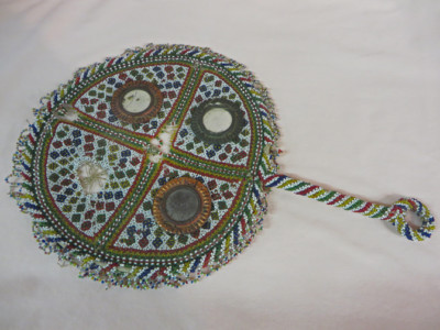 Old Hand Glass Beaded Round Fan from Udaipur India Needs TLC | eBay