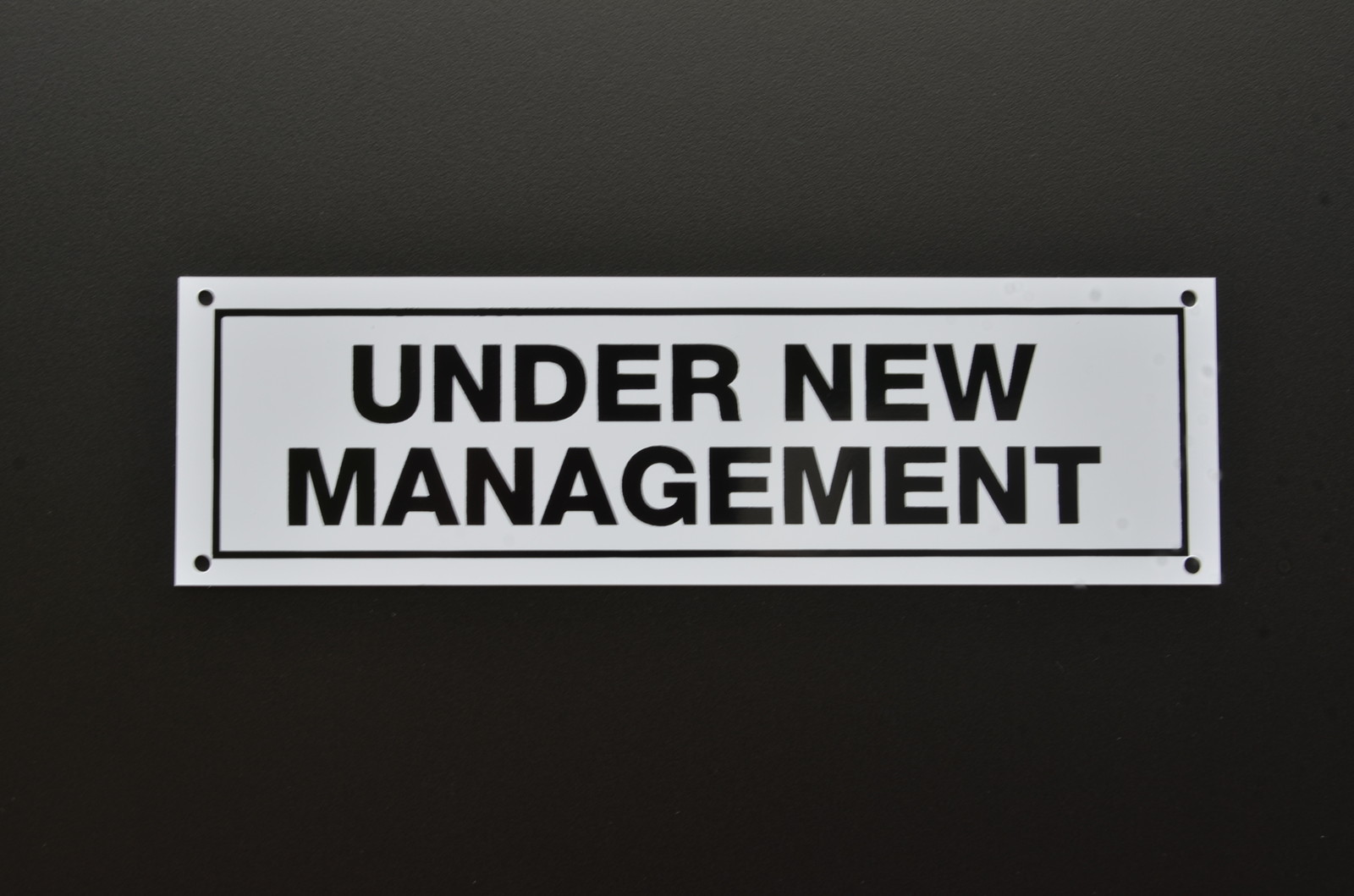 UNDER NEW MANAGEMENT door sign or sticker 190mmx58mm business shop ...