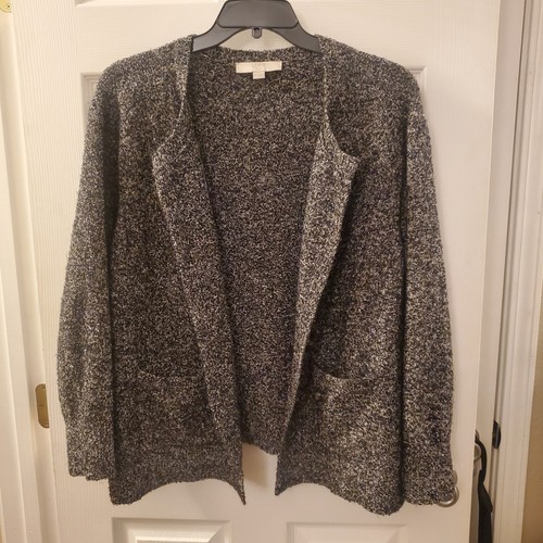 LOFT Plus sz 20/22 cozy cardigan blk/wht open front relaxed fit comfy ...