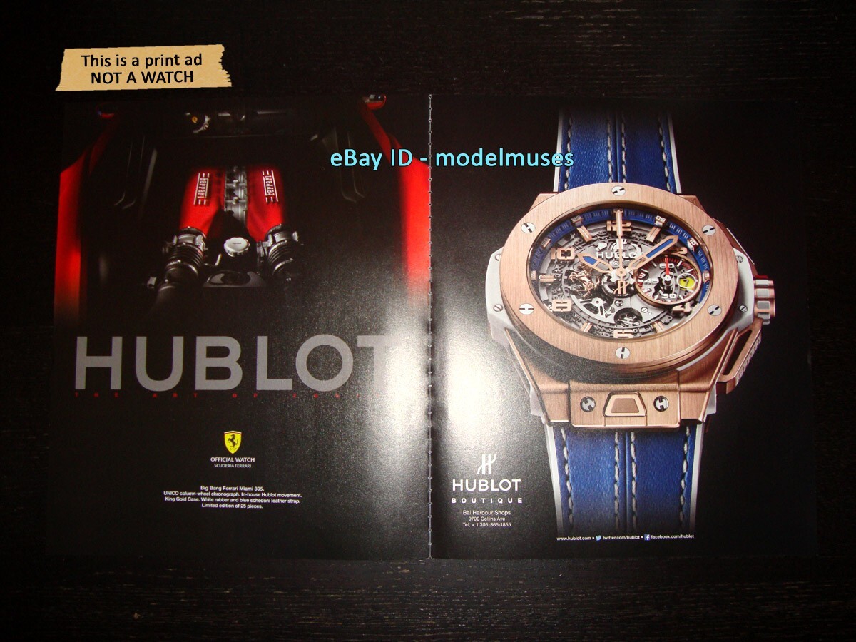 HUBLOT Watches 2-Page Magazine PRINT AD 2015 big bang ferrari miami 305 ...