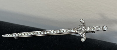 Vintage Sterling Silver 925 Pave Rhinestone Sword dagger pin Brooch 3 ...