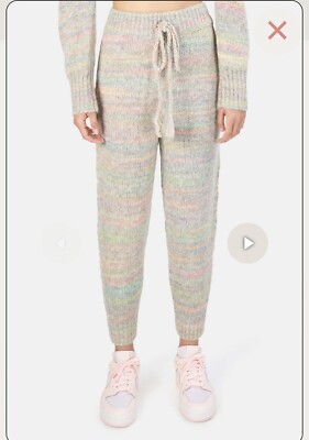 New NWT Women's Love Shack Fancy Olvera Knit Pants Autumn Rainbow Large ...