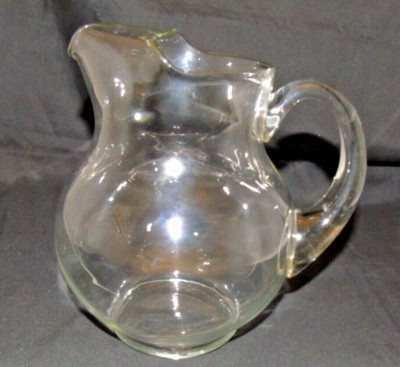 Vintage Clear Ball 9” Pitcher Kool-Aid Style Ice Lip Glass Applied ...