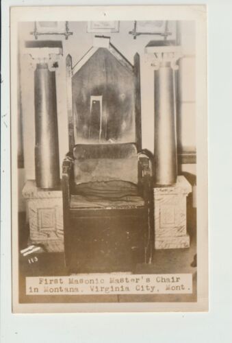 POSTCARD RPPC FIRST MASONIC MASTER'S CHAIR IN MONTANA VIRGINIA CITY ...