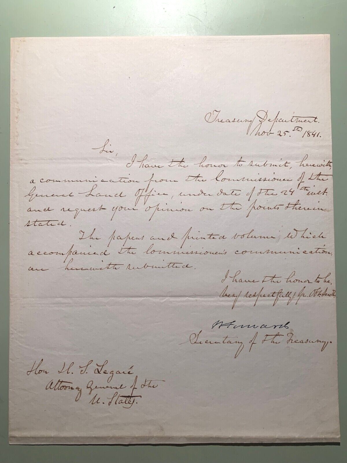 1843 WALTER FORWARD Secretary of the Treasury - 1841 ALS | eBay