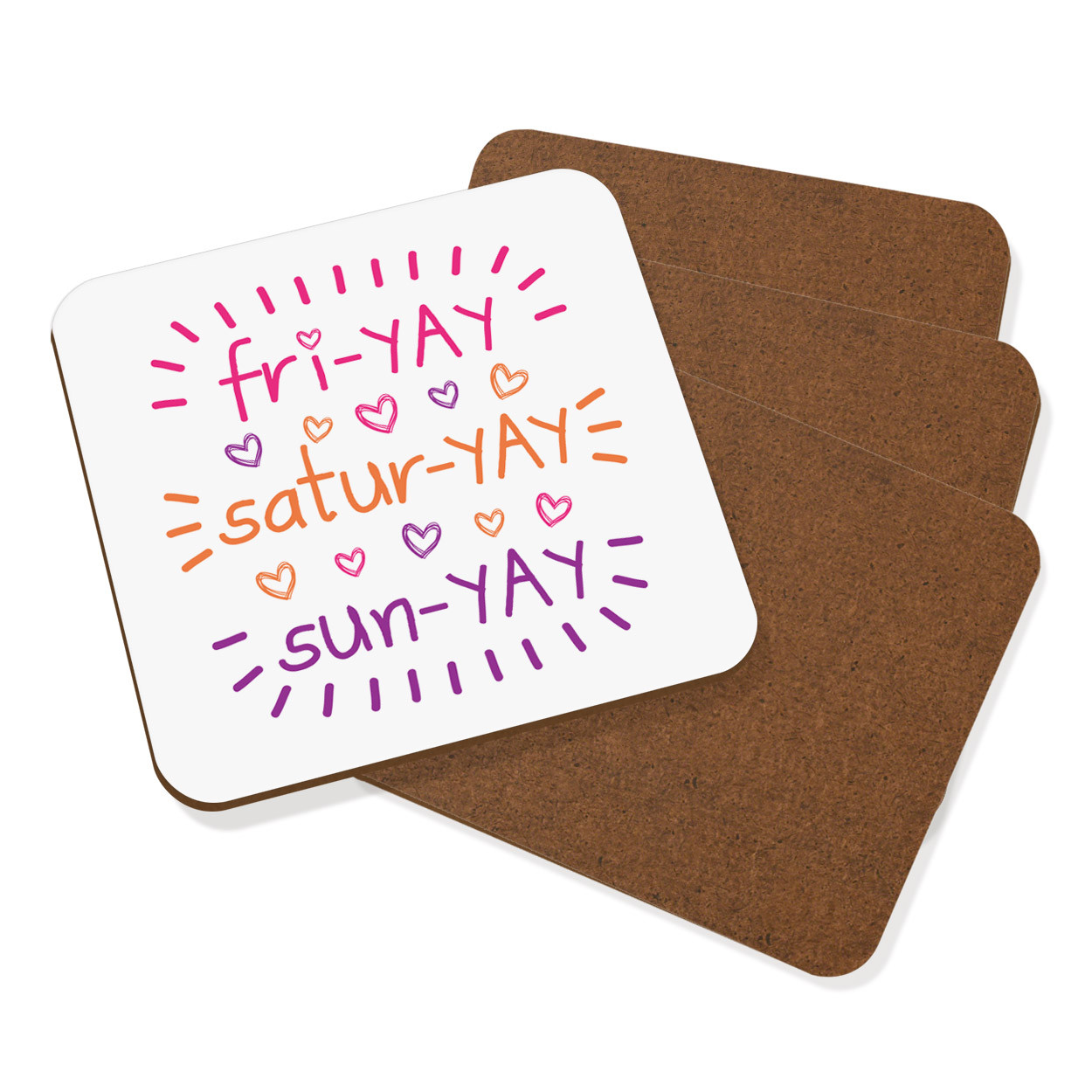 Fri-yay Satur-yay Sun-yay Coaster Drinks Mat Set Of 4 - Funny Flamingos ...