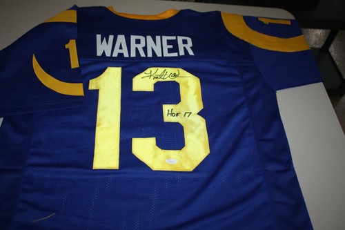 ST. LOUIS RAMS KURT WARNER #13 SIGNED HOME JERSEY SB MVP HOF 2017 JSA ...