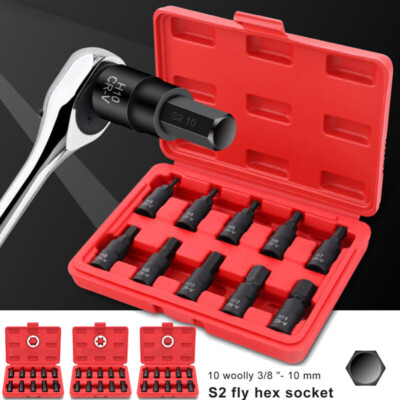 10pcs 3/8" Drive Impact Hex Bit Socket Set Hexagon Allen Key H3-H14 M4 ...