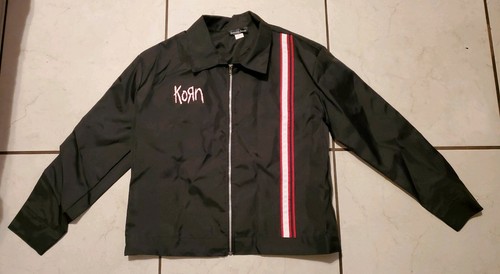 KORN 90's VINTAGE RARE ORIGINAL Lightweight Black w/ Stripes Zip-Up ...