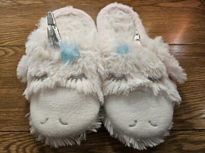 New White, Pink, Blue & Silver Unicorn Slippers Size 3/4 | eBay UK