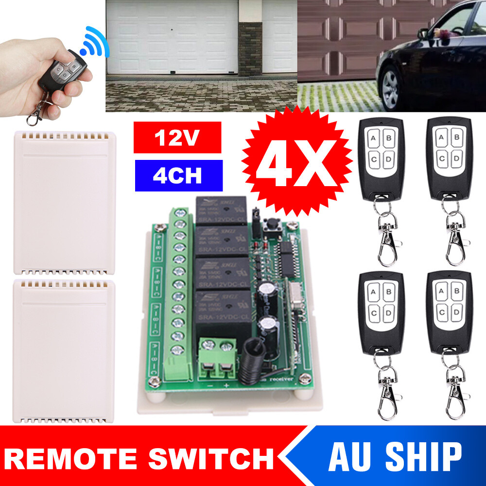 DC 12V 4CH Wireless Remote Control Switch Relay RF Transceiver ...