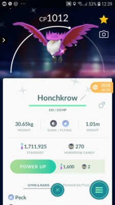 Pokemon Shiny Honchkrow ( Murkrow Evolution ) Go | eBay UK