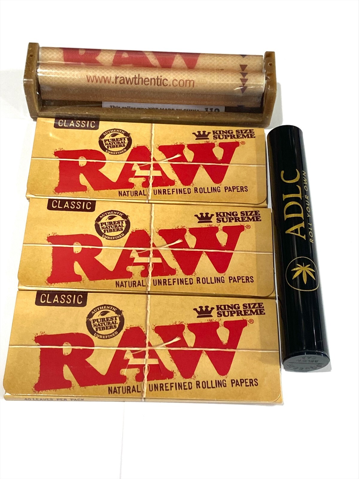 Raw King Size Supreme Cigarette Rolling Paper 3 packs, Raw Roller 110MM ...