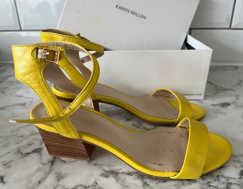 Karen Millen Lime yellow Block Heel Sandals – Size 39 (UK 6) | eBay UK