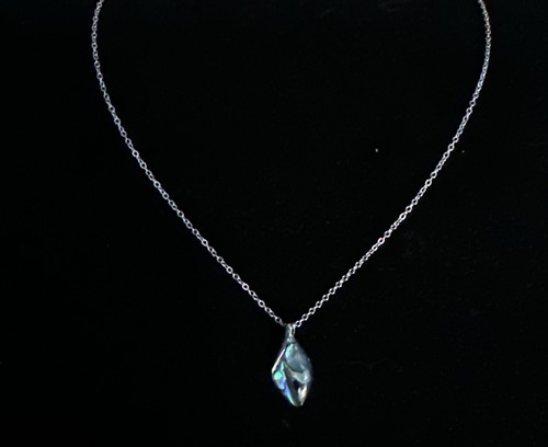 Silver Tone Faux Abalone Blue Green Pendant Necklace 18-20 | eBay