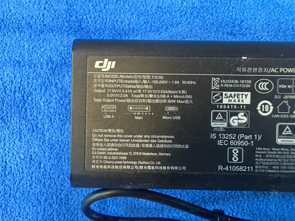 DJi Mavic 2 Pro Zoom Battery Charger 60 watt OEM Genuine USB EURO ...