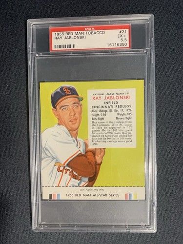 1955 Red Man Ray Jablonski # 21 with tabs PSA 5.5 EX+ | eBay